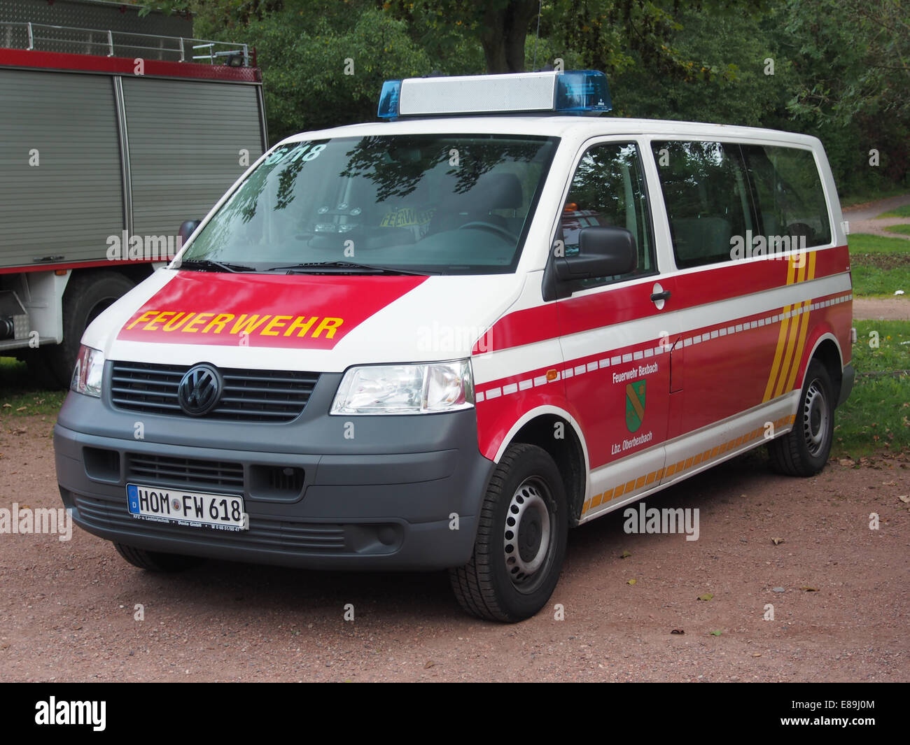 A Volkswagen fire engine, part of Feuerwehr Bexbach's Unit 6-18, is ...