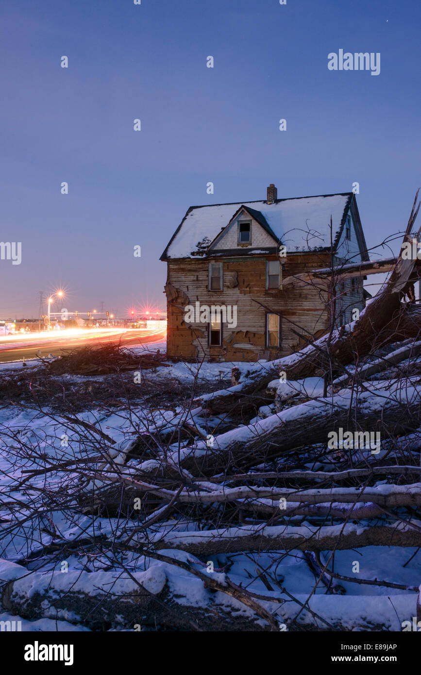 Old farmhouse being demolished to ready land for redevelopment Stock ...