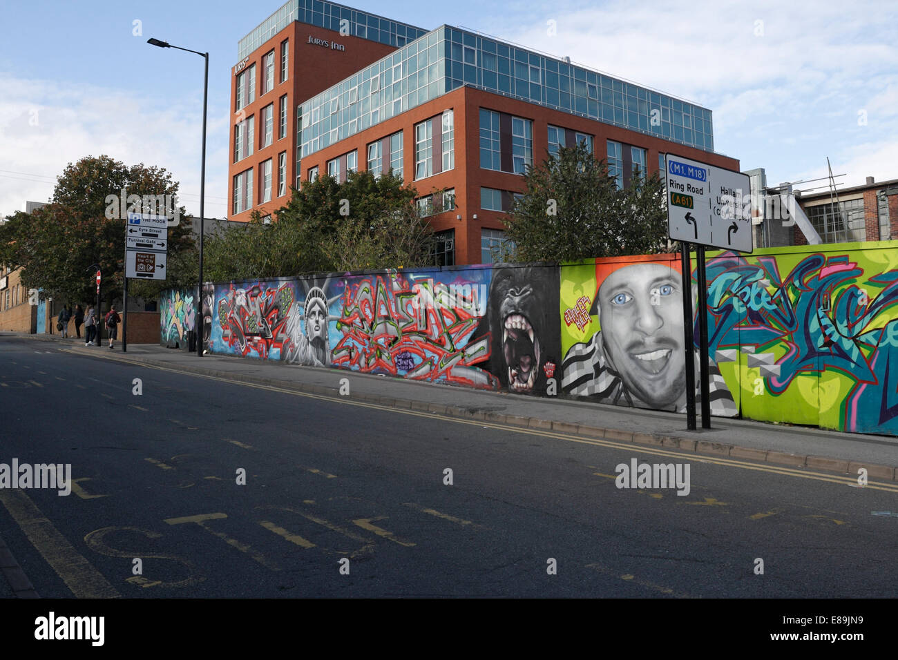 Street Art Mural, on Matilda Street Sheffield, Building Site Stock ...