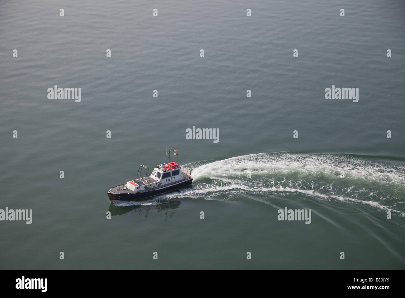 The Pilot boat of the Venice lagoon guides ships, safely into Venice ...