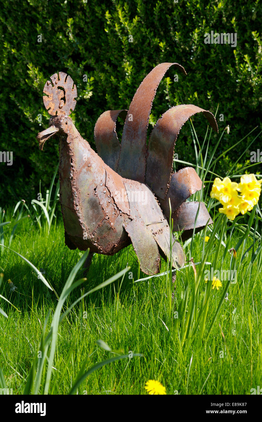 Close-up of metal statue of chicken Stock Photo - Alamy