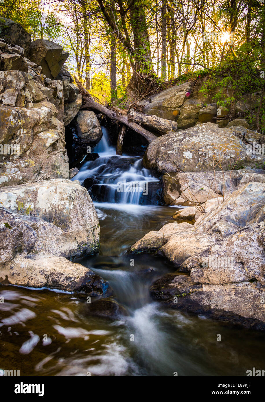 Small waterfall on a stream at Great Falls Park, Virginia Stock Photo ...