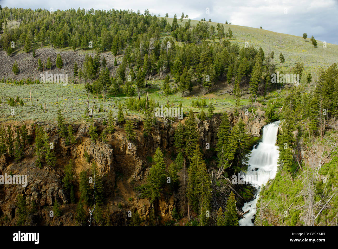 Undine Falls on Lava Creek in Yellowstone National Park during summer ...