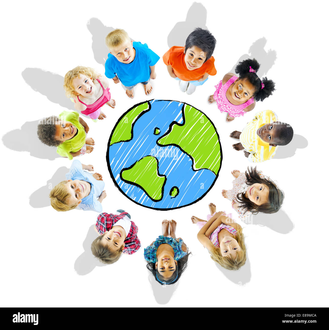Kids with Globe Stock Photo - Alamy