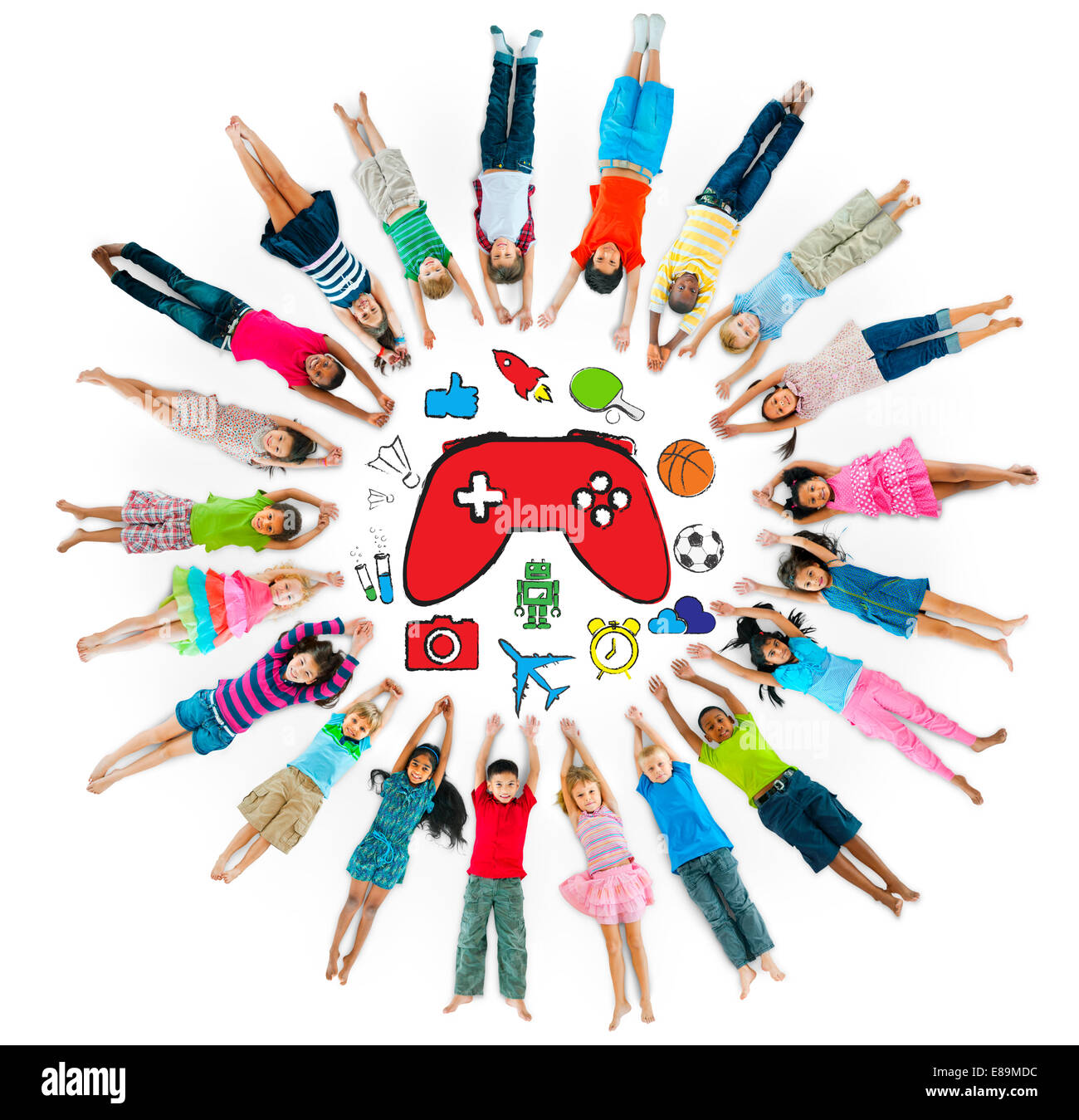 Multiethnic Group of Children with Variety Activity Stock Photo - Alamy