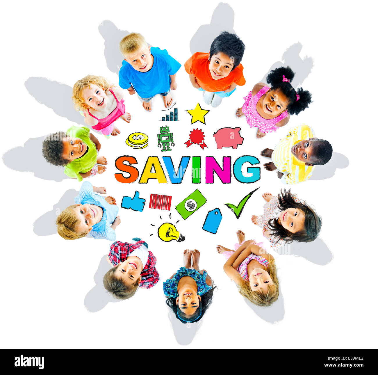 Group of Children and Saving Concept Stock Photo - Alamy