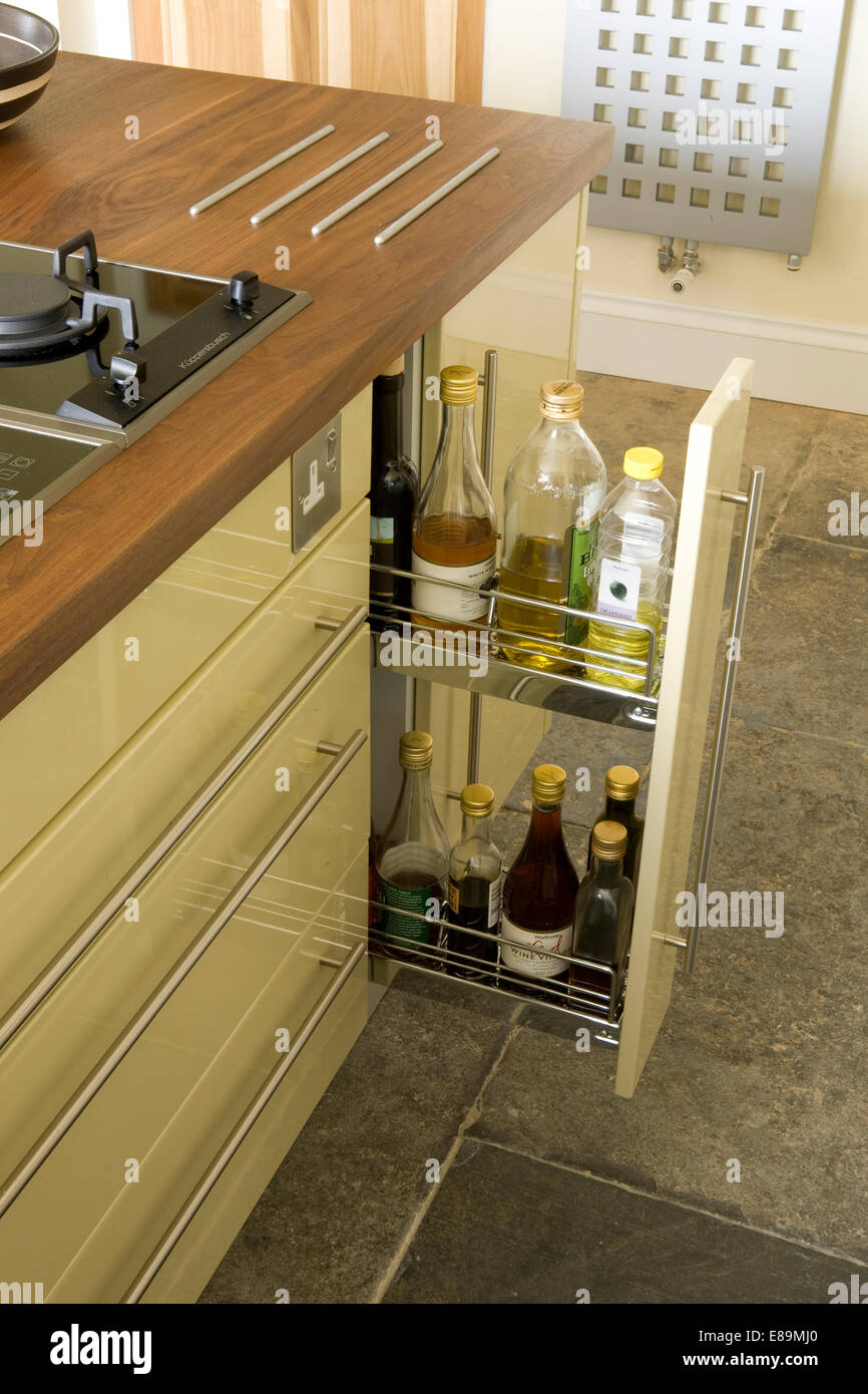 Island unit with open pull out shelves Stock Photo - Alamy