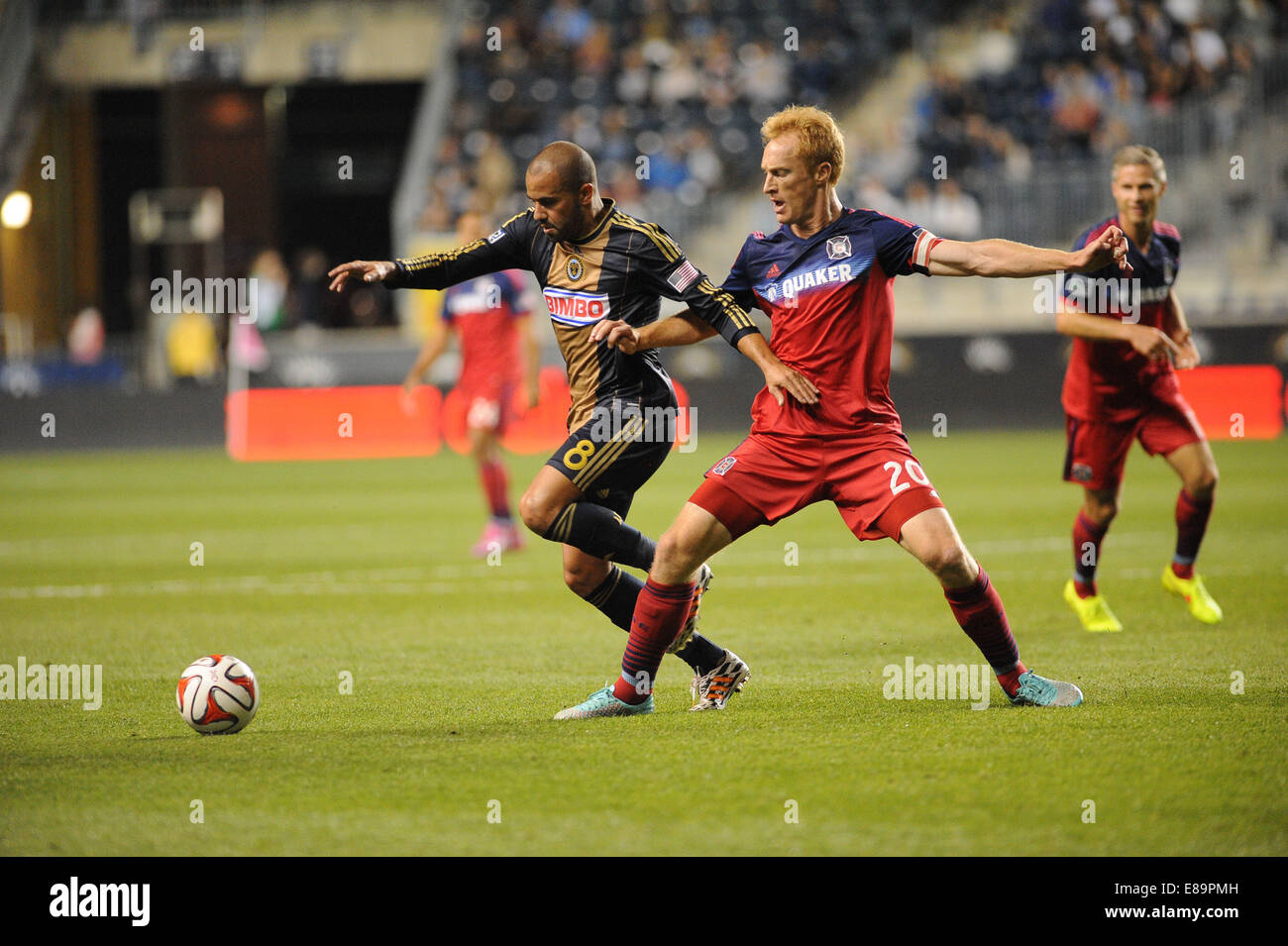 Chester, PA, USA. 2nd Oct, 2014. JEFF LARENTOWICZ (20) of the Chicago ...