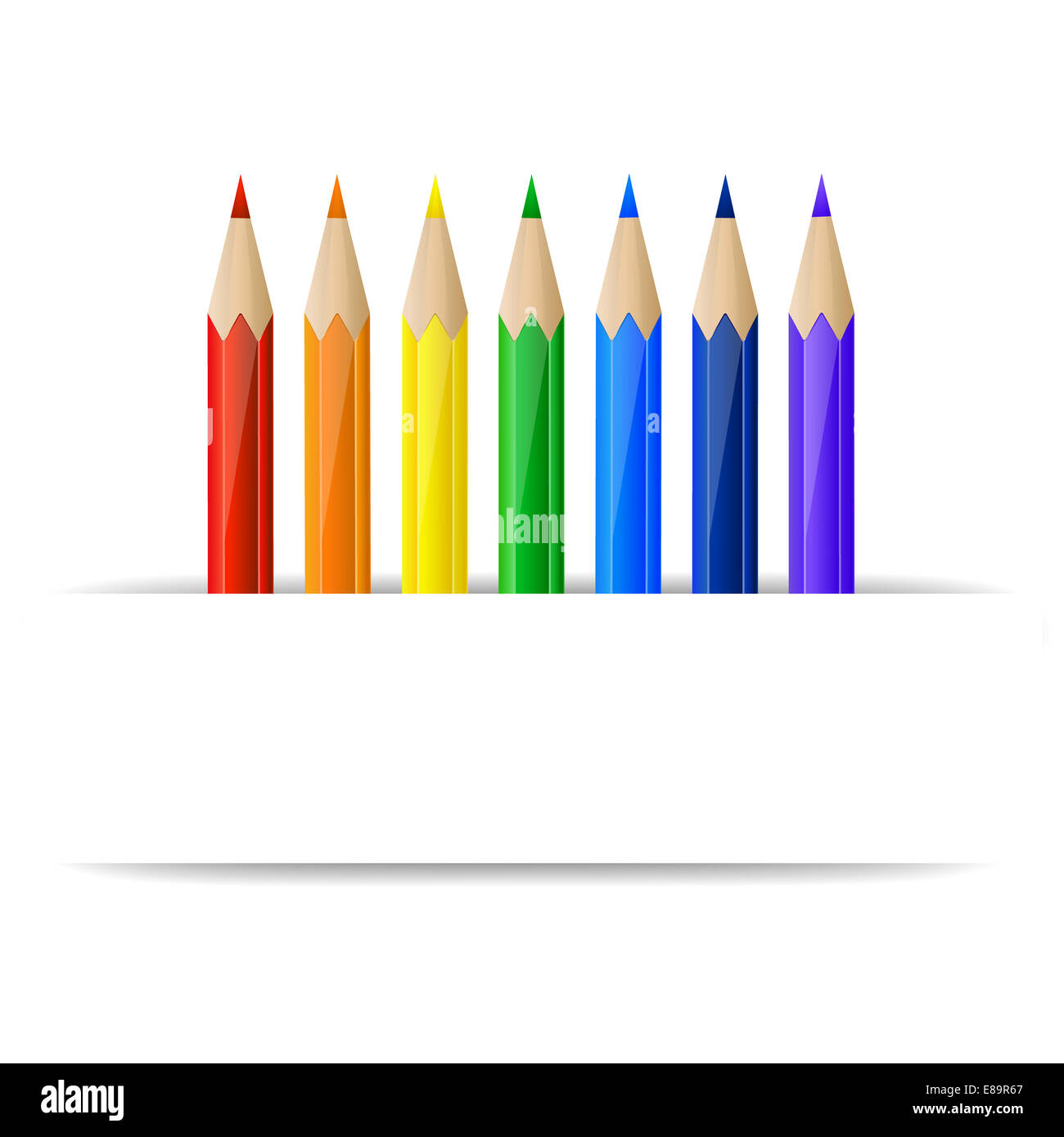 Colored pencils and paper banner Stock Photo - Alamy
