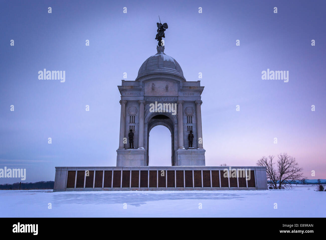 The Pennsylvania Monument during the winter, in Gettysburg ...