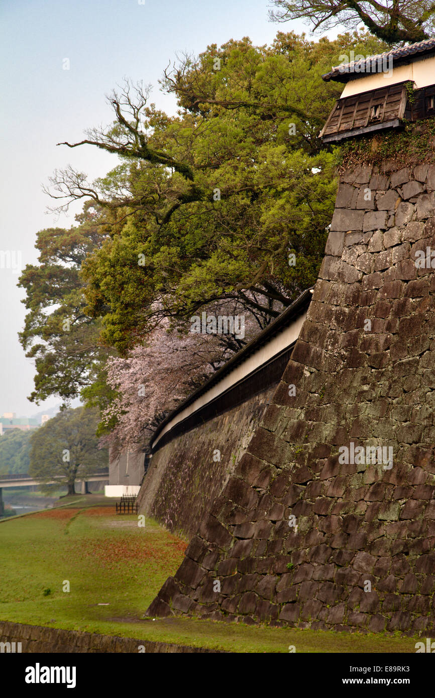 Corner stone dropping hole of the Hira on yagura with the long nagabei ...