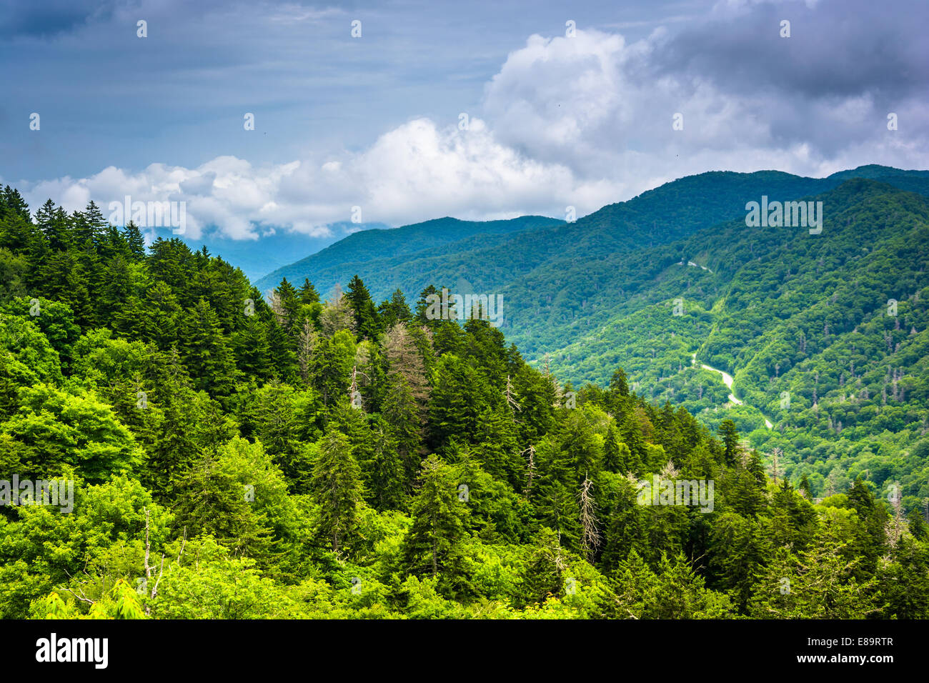 Dramatic view of the Appalachian Mountains from Newfound Gap Road, at ...
