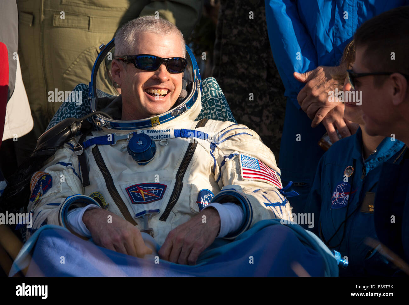 Expedition 40 Commander Steve Swanson and crew members Alexander ...
