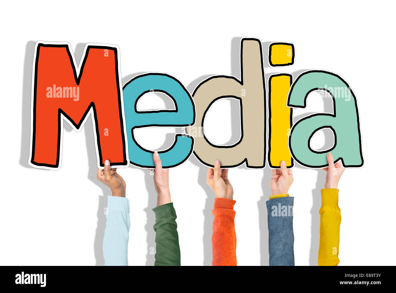 Media Word Concepts Isolated on Background Stock Photo - Alamy