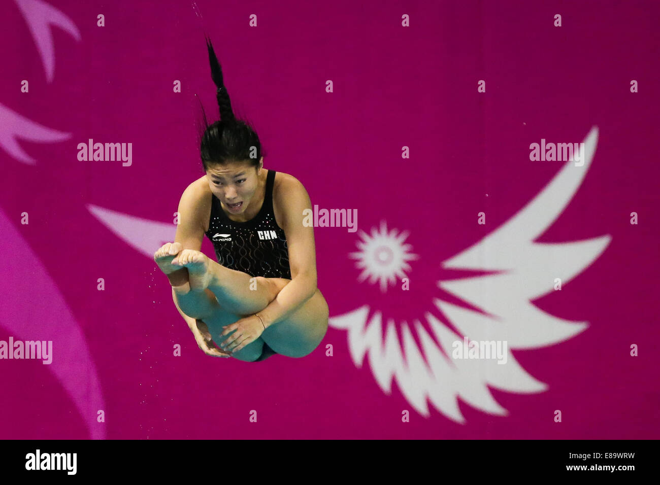 Incheon, South Korea. 3rd Oct, 2014. He Zi of China competes during the ...