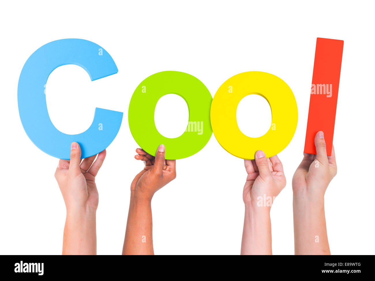 Multiethnic Hands Holding Text Cool Stock Photo - Alamy
