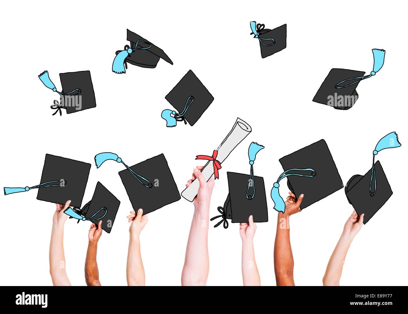 Graduation cap throwing hands hi-res stock photography and images - Alamy