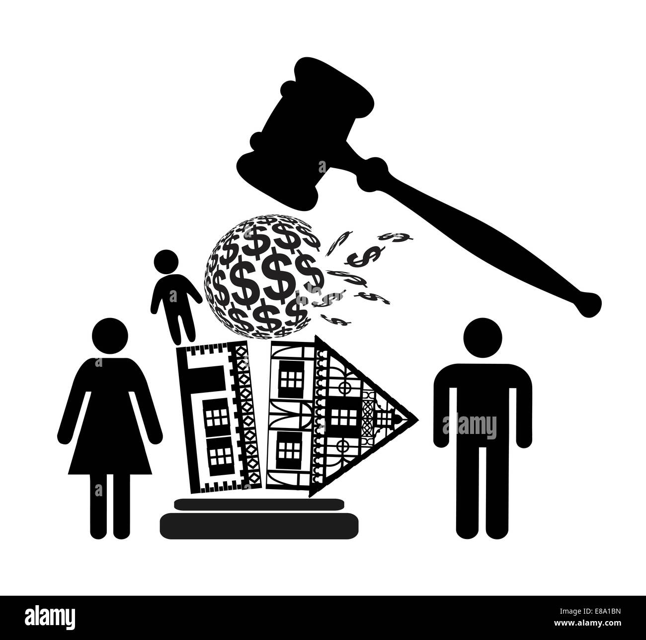 Man Woman Divorce House Illustration High Resolution Stock Photography ...