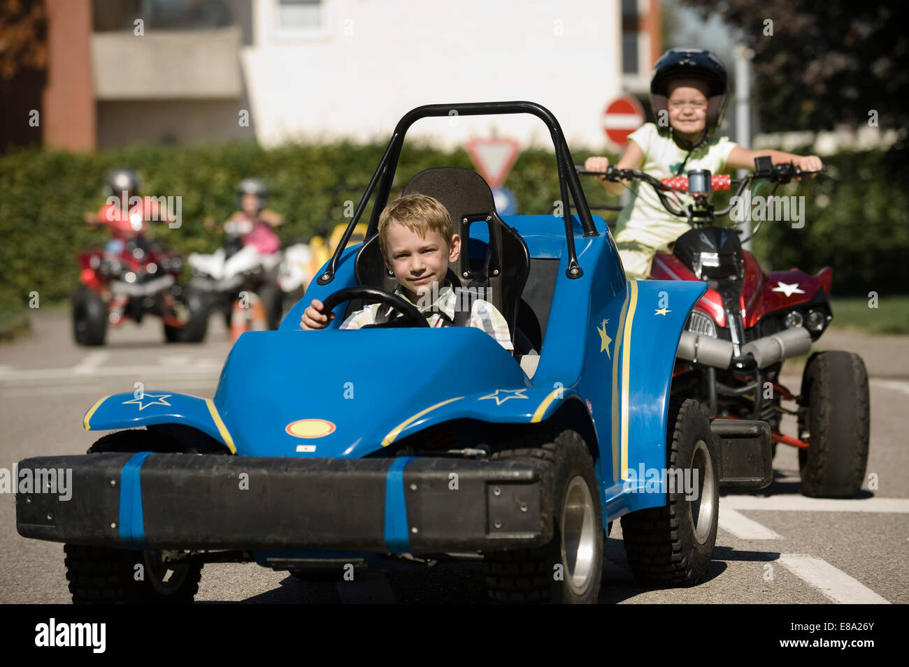 Children on driver training area Stock Photo - Alamy