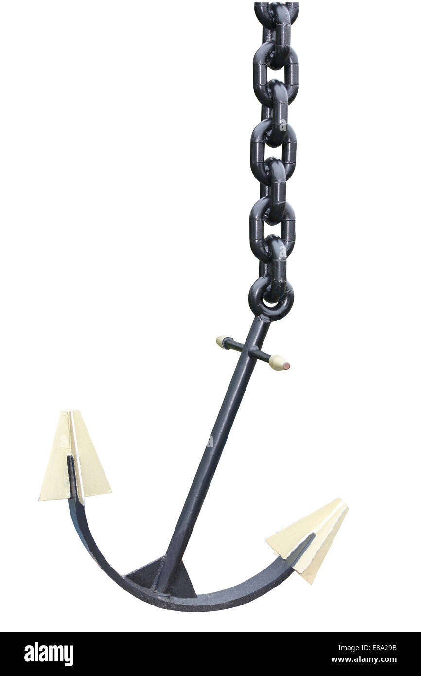 A Ship's Anchor on a Metal Chain Stock Photo - Alamy