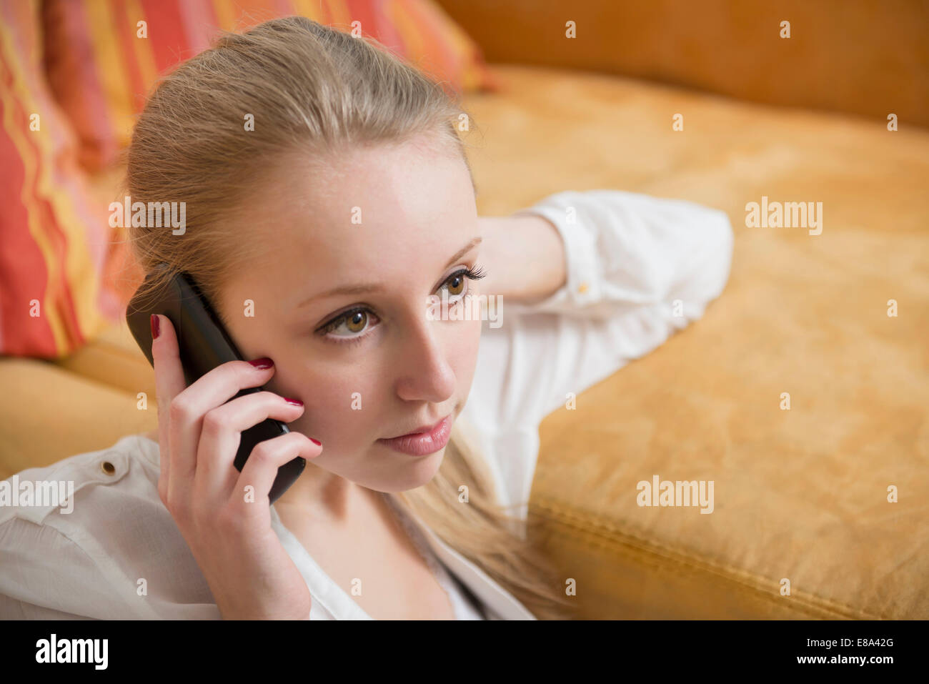 Teenage girl talking on cell phone Stock Photo - Alamy