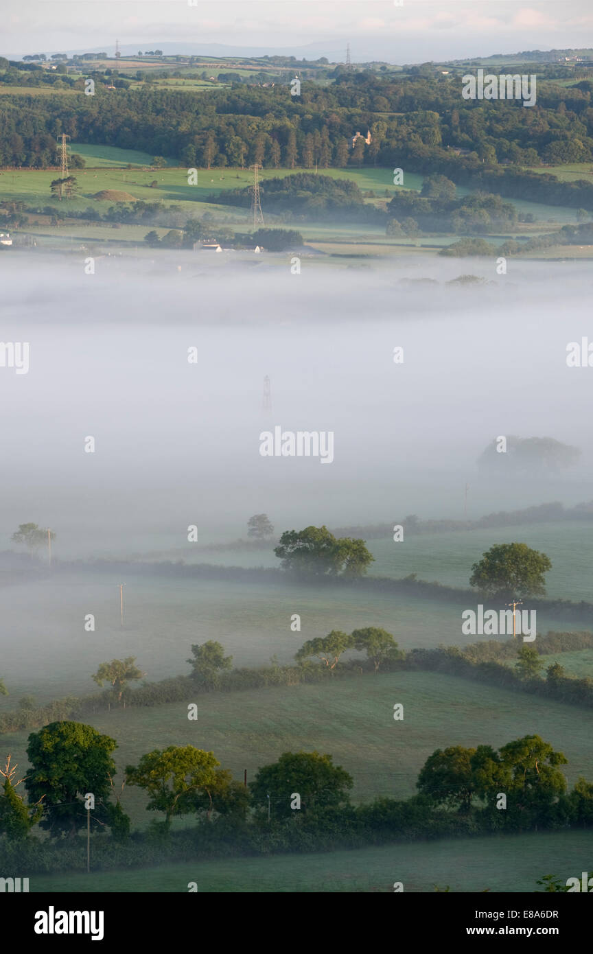 Early morning mist in fields under Red Hall, Ballycarry, Northern ...