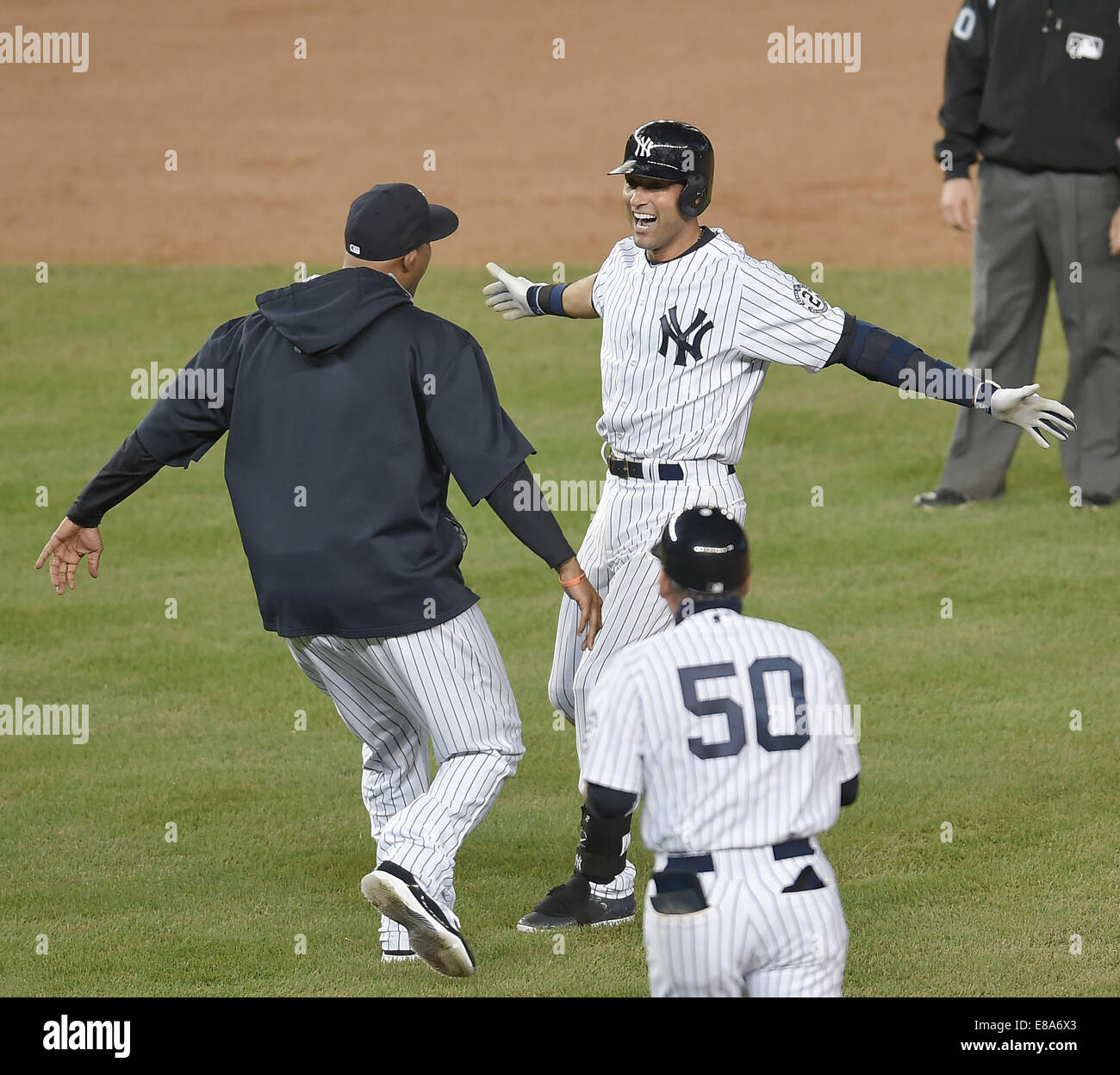 (R-L) Derek Jeter, CC Sabathia (Yankees), SEPTEMBER 25, 2014 - MLB ...