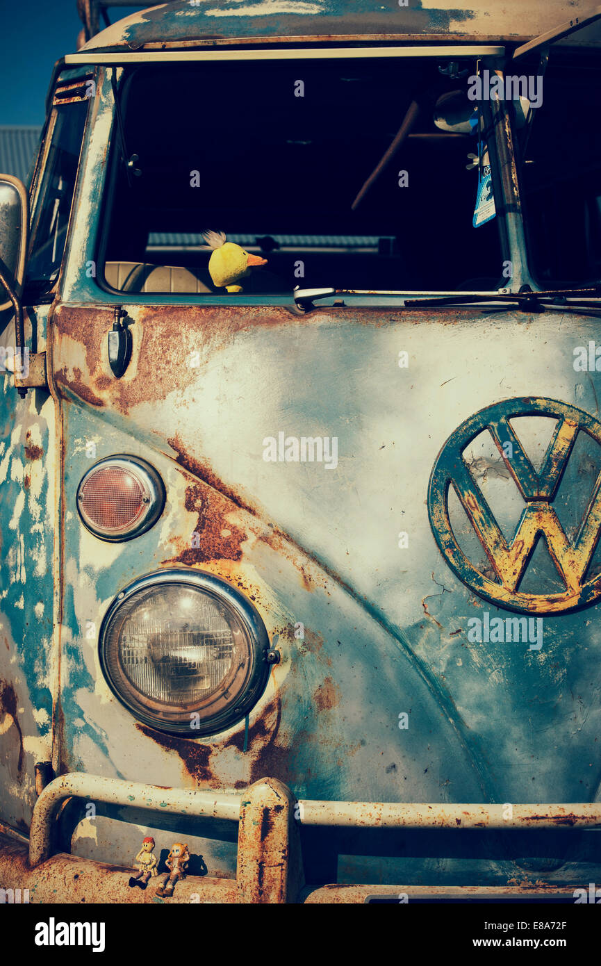 Rusty VW Rat Split Screen Volkswagen camper van at a VW show. England ...