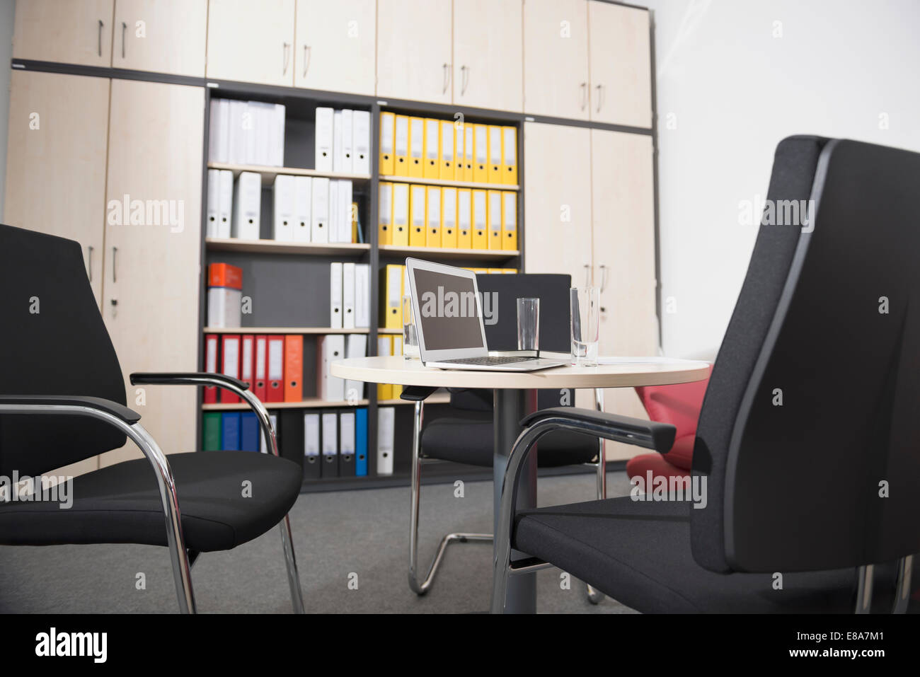Empty modern office desk laptop computer Stock Photo - Alamy