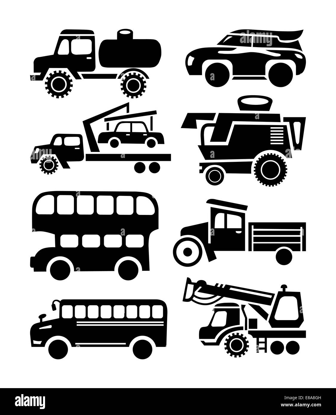 car icon, black transport vector set Stock Photo - Alamy