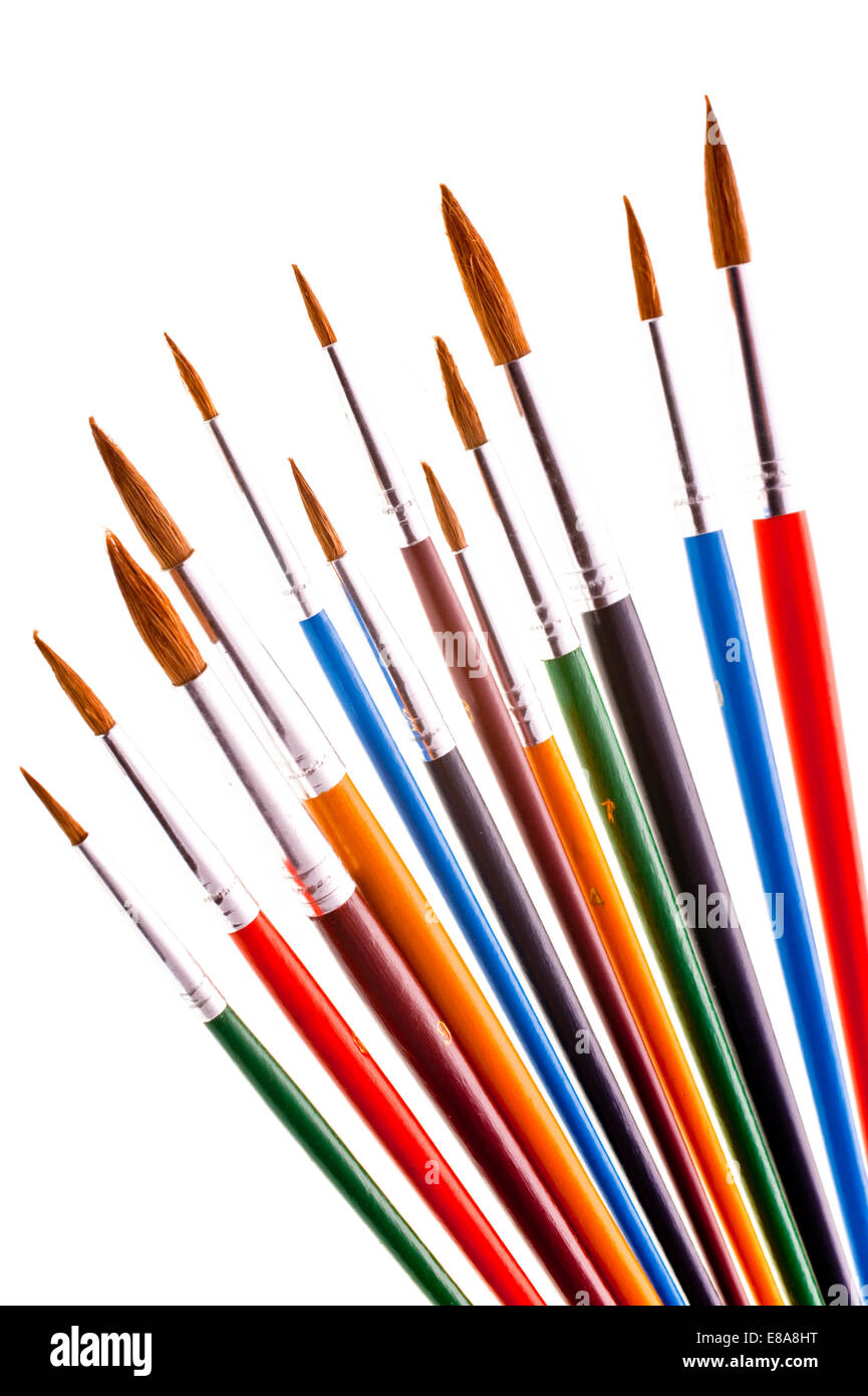 Detail of cutout colorful Brushes Stock Photo - Alamy