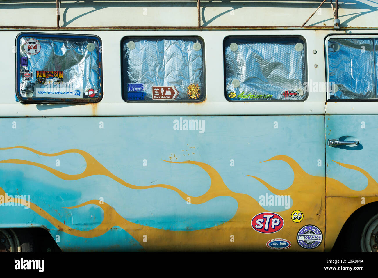 Split Screen Volkswagen camper van at a VW show. England Stock Photo ...
