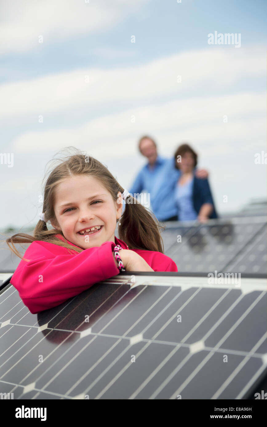 Young girl portrait photo-voltaic panel solar Stock Photo - Alamy