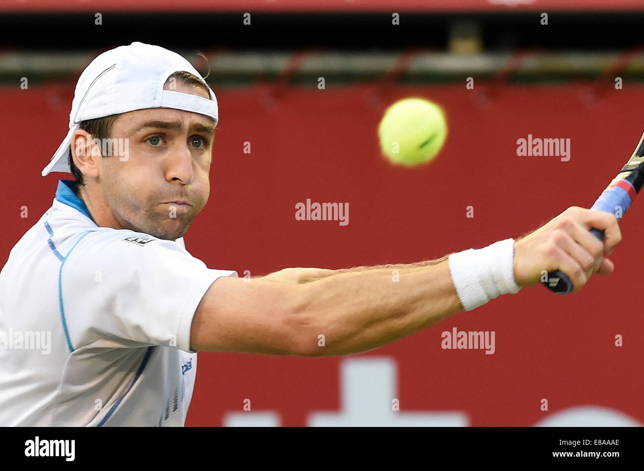 Tokyo, Japan. 3rd Oct, 2014. Benjamin Becker of Germany hits a return ...