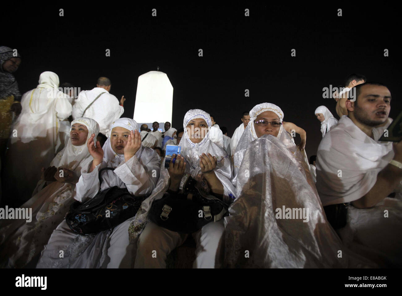 Mecca, Saudi Arabia. 3rd Oct, 2014. Muslim pilgrims pray on Mount ...