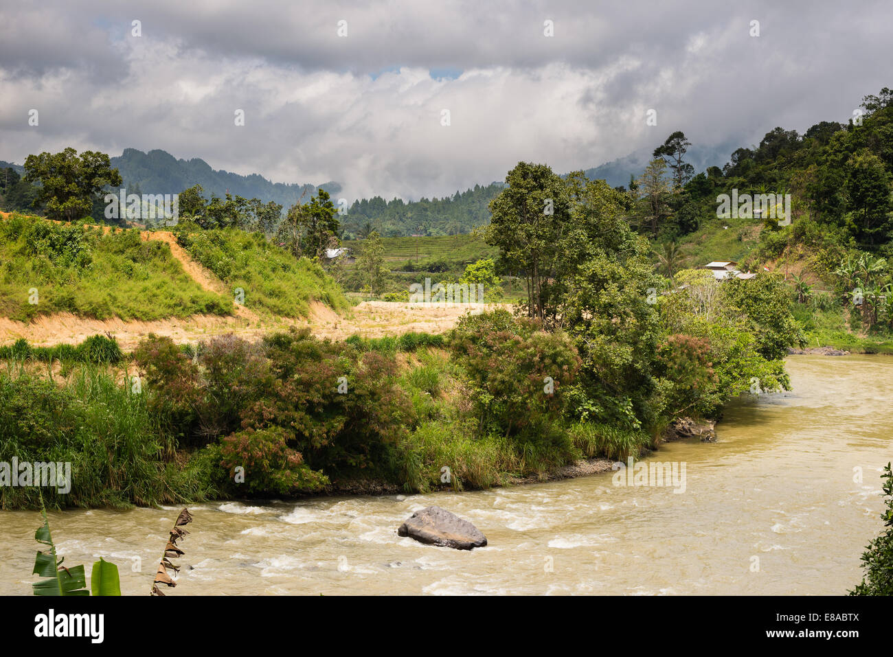 Landscape in the remote Mamasa valley, West Tana Toraja, South Sulawesi ...