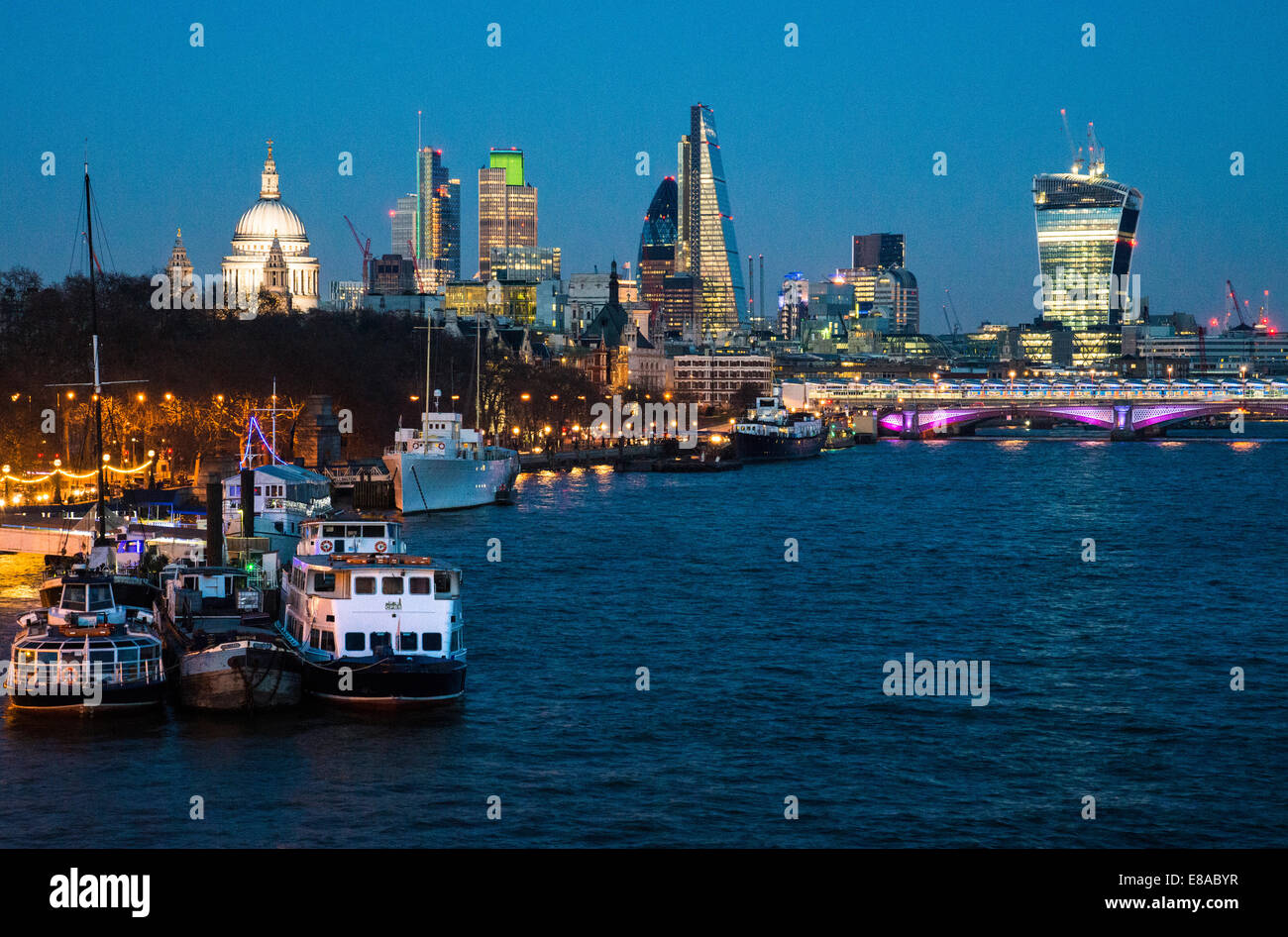 London skyline at dusk, UK Stock Photo - Alamy