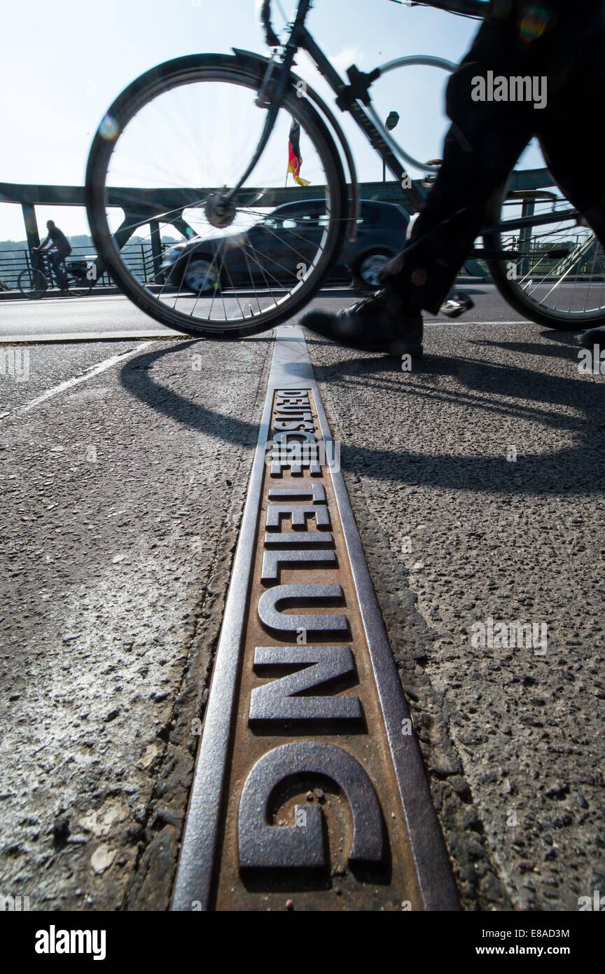 'German Division until 1989' on a metal strip in the middle of the ...