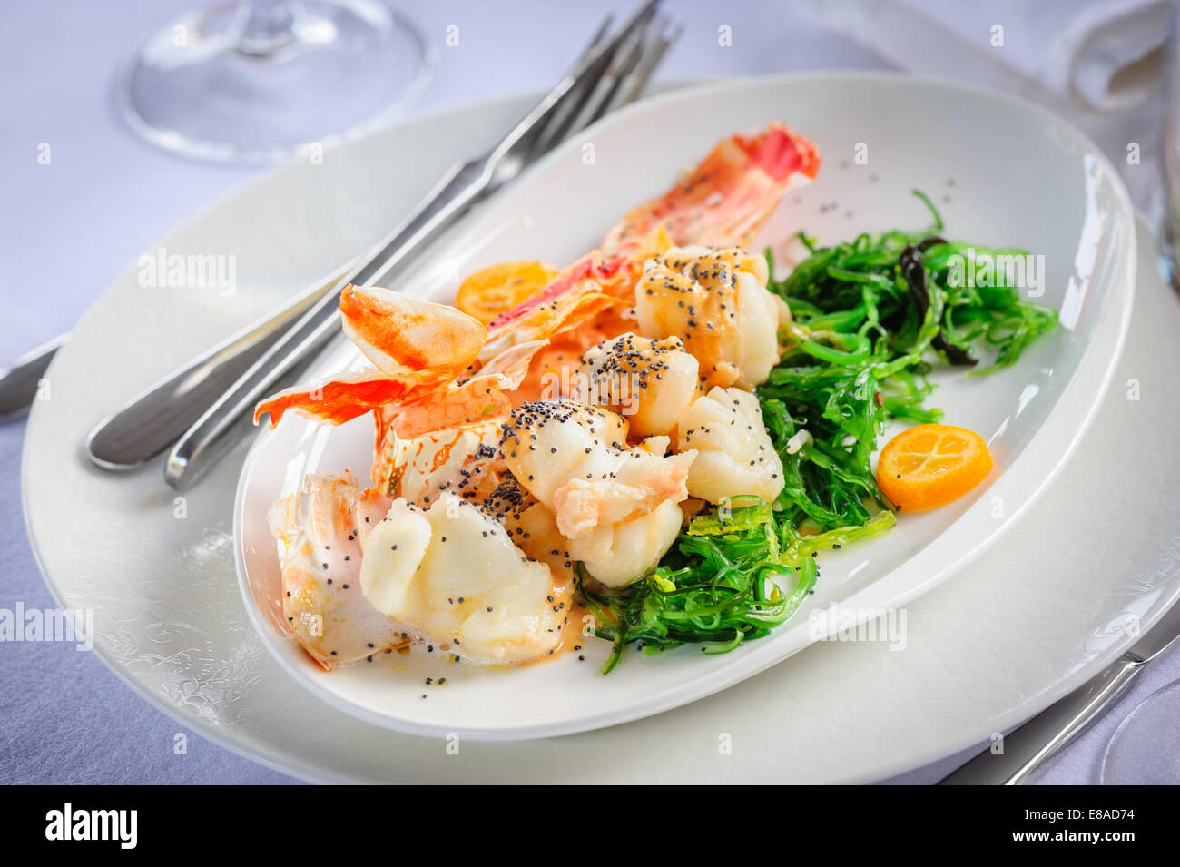 Prepared lobster on plate Stock Photo - Alamy