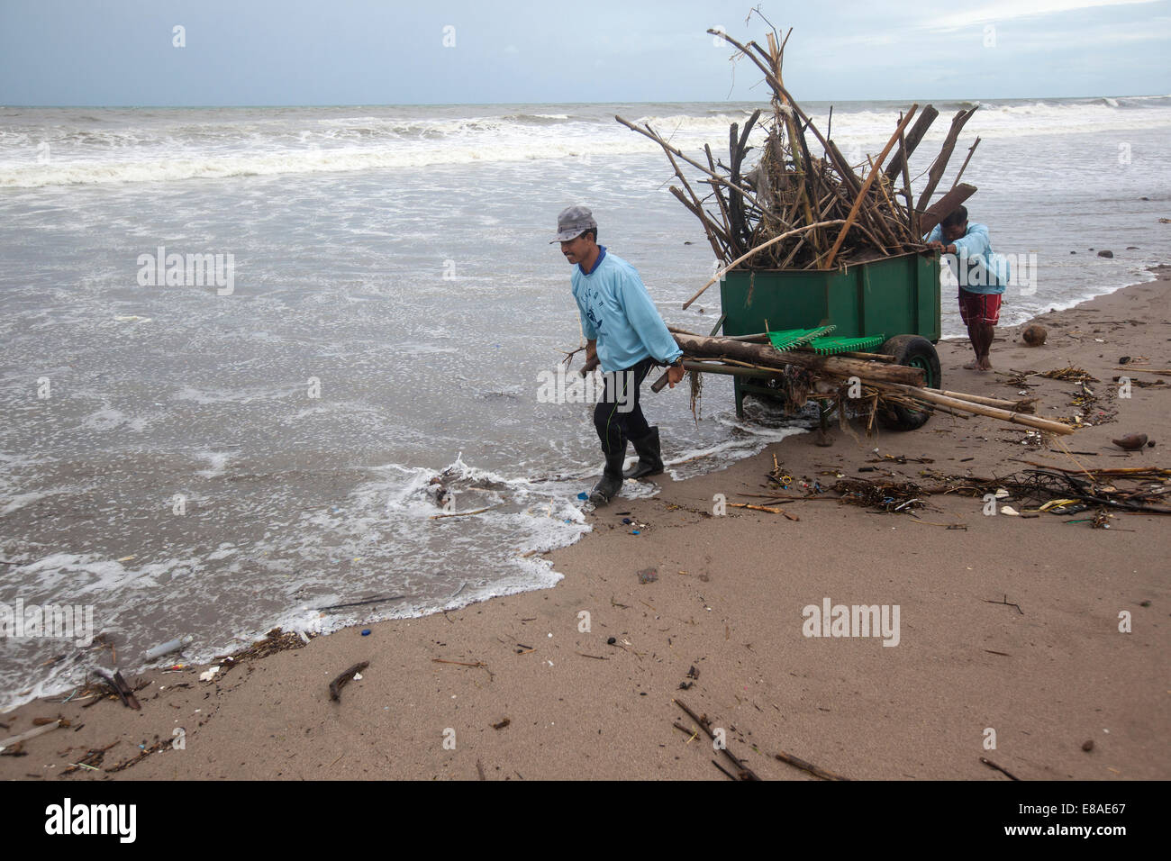 Asian people collecting garbage on beach Stock Photo - Alamy