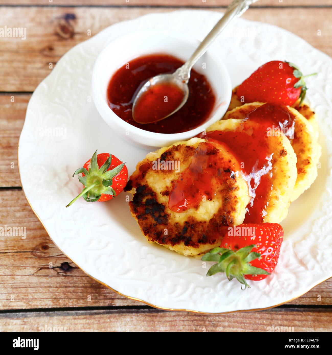 Pancakes with jam, delicious food Stock Photo - Alamy