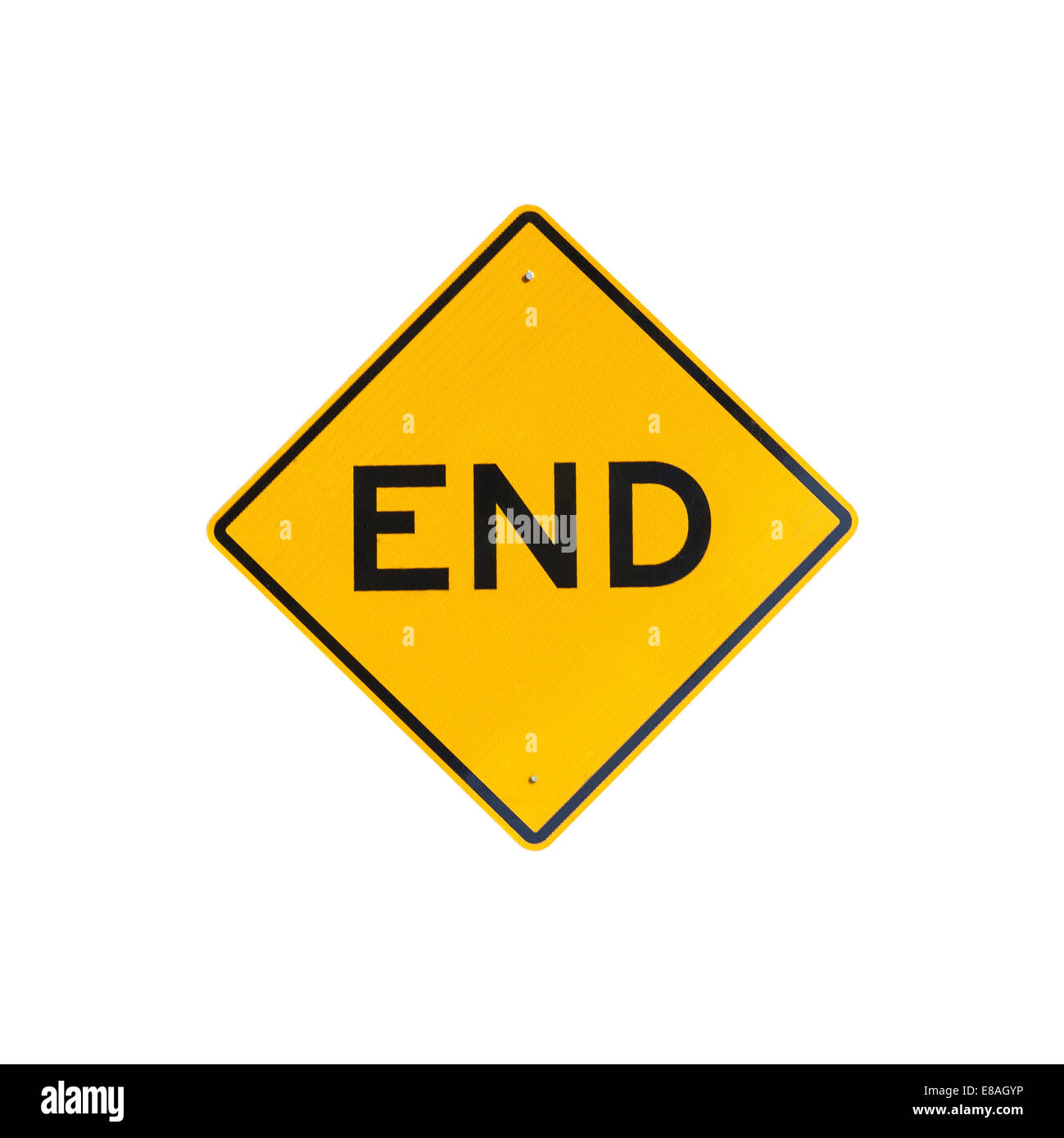 Yellow road sign END isolated on the white background Stock Photo - Alamy