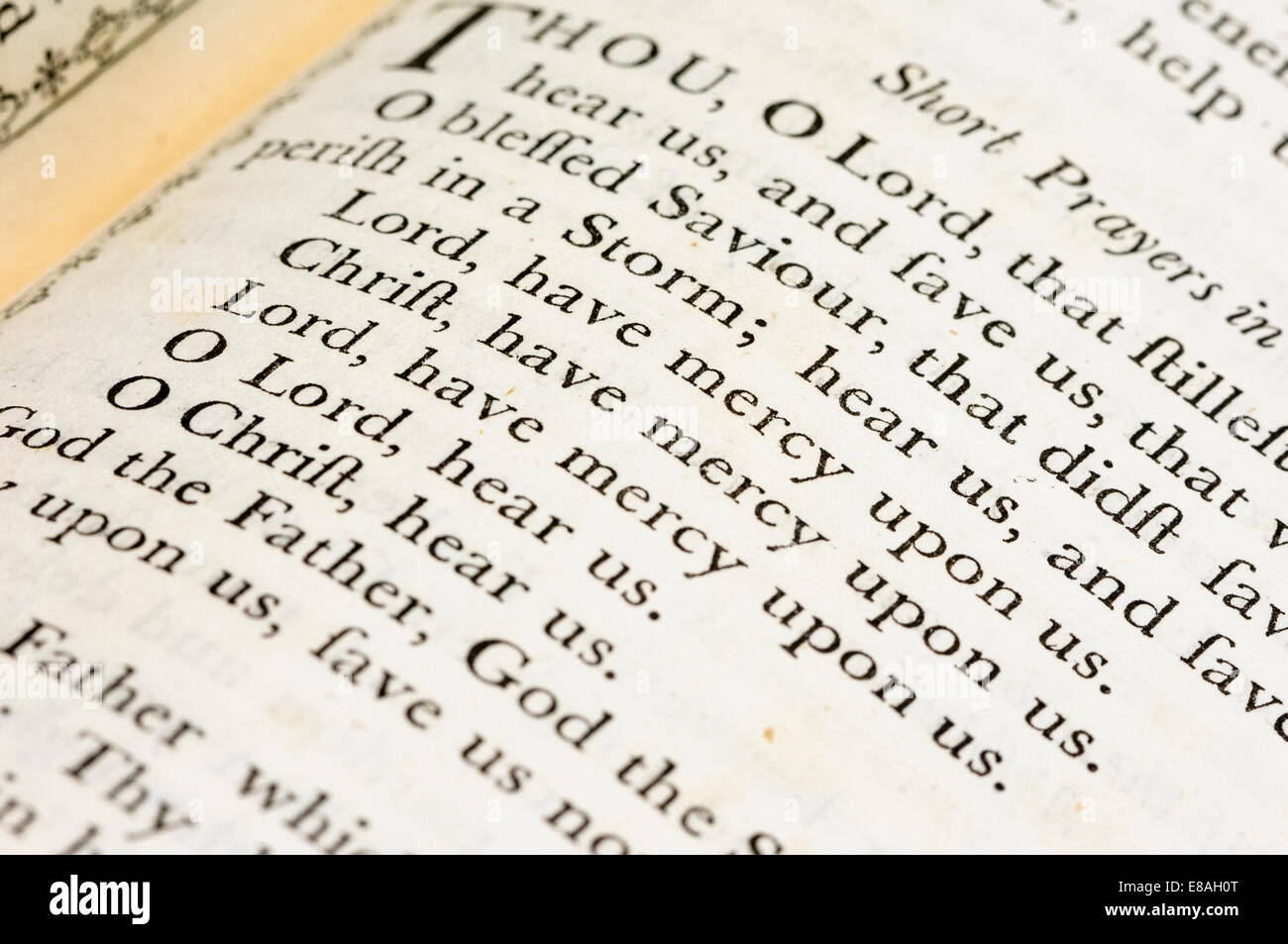 Prayer in a very old version of the Book of Common Prayer (CofE Stock ...