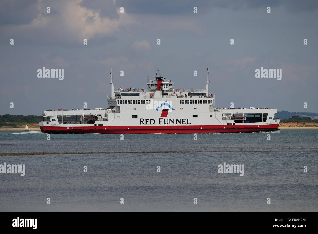 Red Funnel boat cruises down Southampton water on the way to the Isle ...
