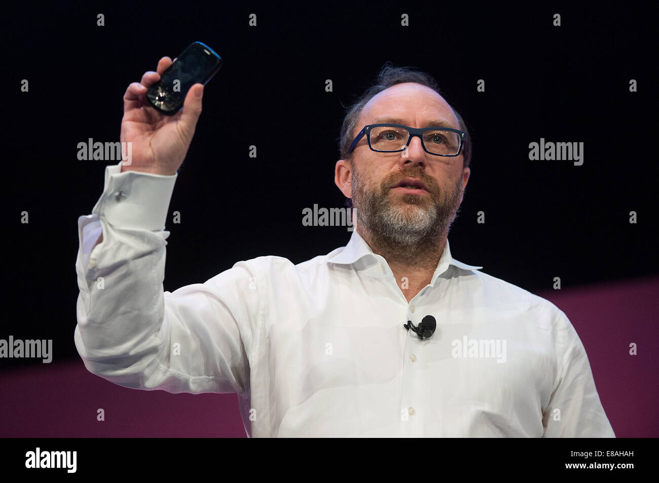 London, UK. 3rd October, 2014. Wikipedia founder Jimmy Wales speaks ...