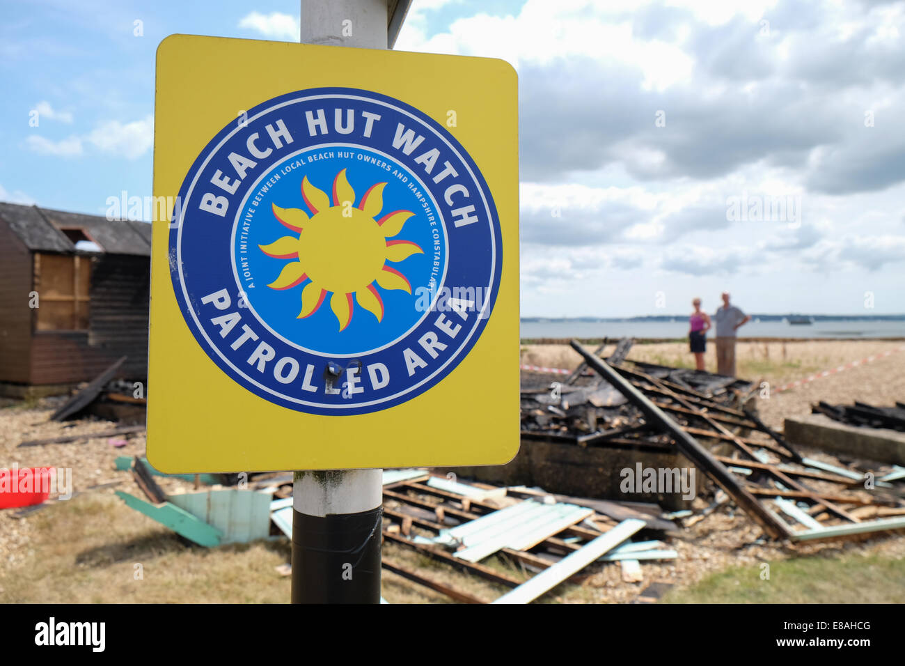 Beach Huts destroyed by fire at Calshot beach hampshire near ...