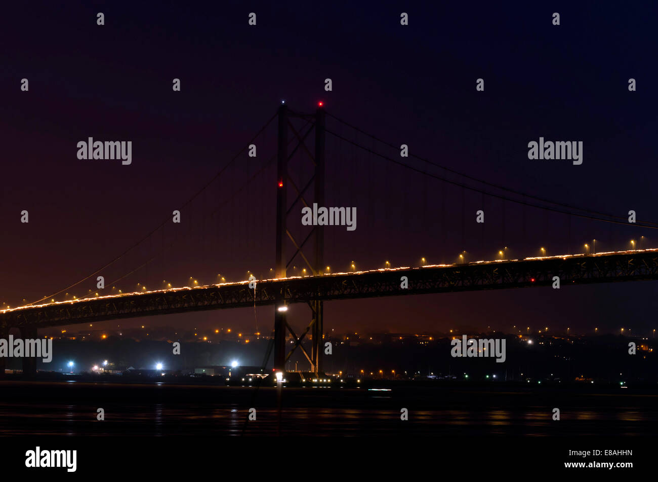 Torchlight procession crossing the Forth Road Bridge prior to the ...