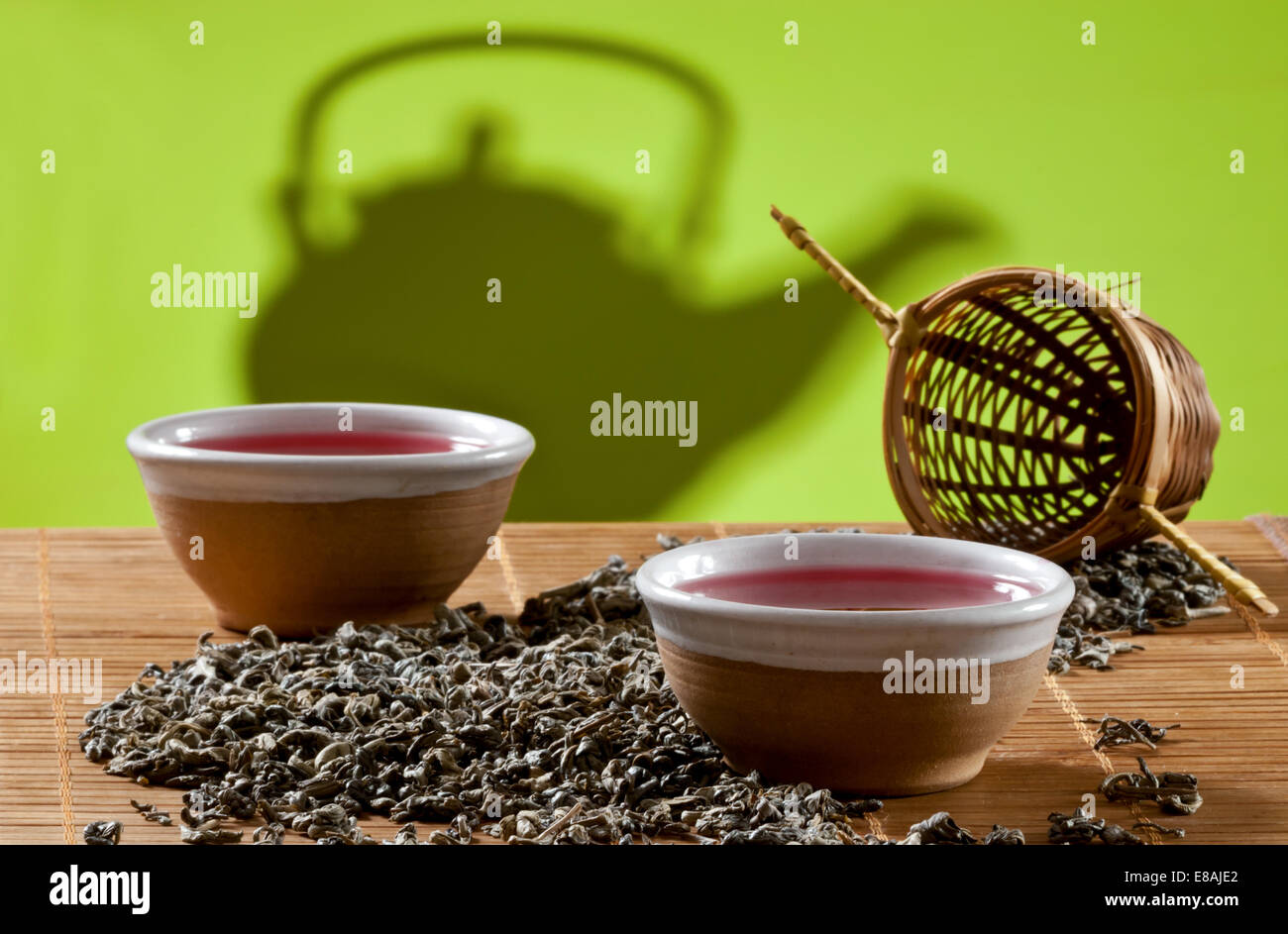still life with tea cup and teakettle Stock Photo - Alamy
