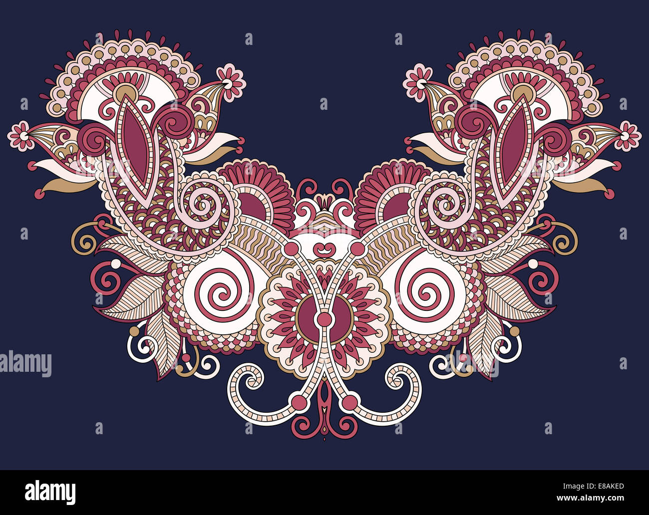 Neckline ornate floral paisley embroidery fashion design Stock Photo ...