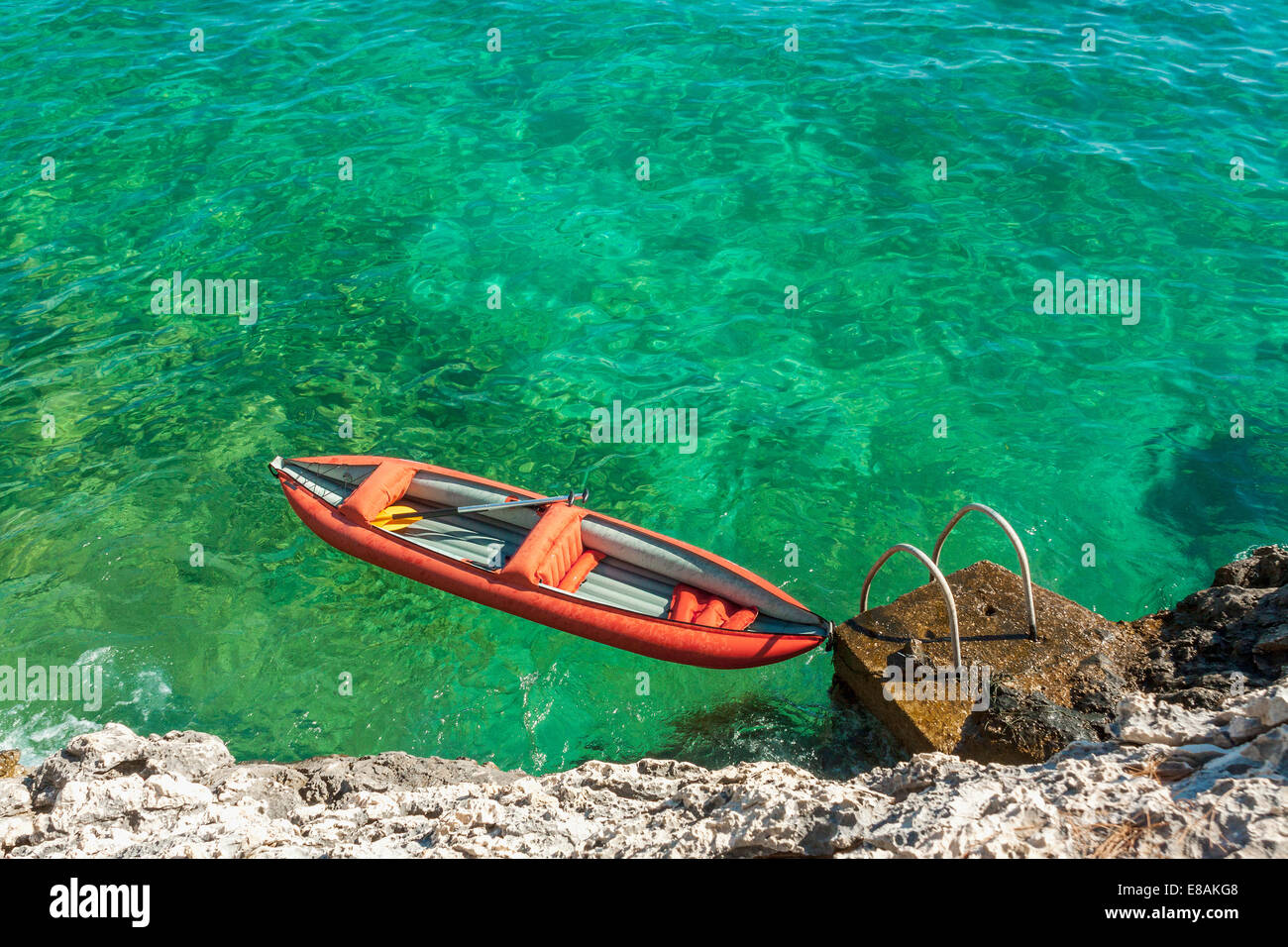 Kayak moored in Jagodna village, Hvar island, Croatia Stock Photo - Alamy